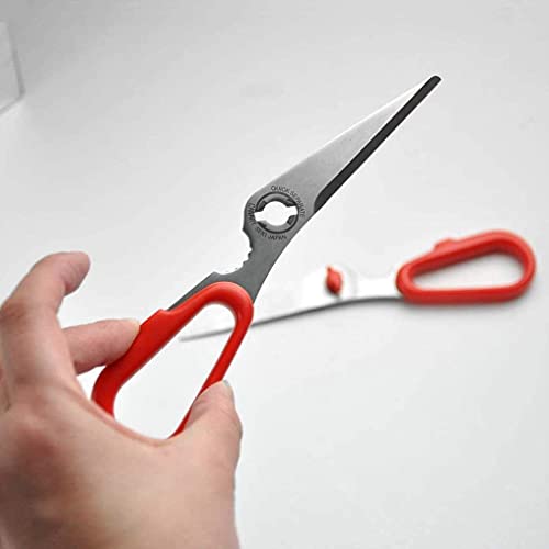 CANARY Japanese Kitchen Scissors Lightweight, Made in JAPAN, Dishwasher Safe Come Apart Blade, Easy Clean Kitchen Shears with Removable Blades, Rust Resistant Japanese Stainless Steel, Red