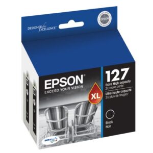 EPSON T127 DURABrite Ultra Ink Standard Capacity Black Dual Cartridge Pack (T127120-D2) for select Epson Stylus and WorkForce Printers