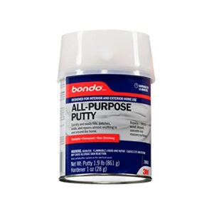 bondo all-purpose putty, designed for interior and exterior home use, paintable, permanent, non-shrinking, 1.9 lb., 1-quart