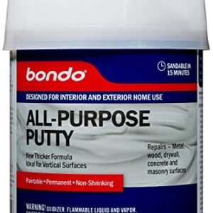 Bondo All-Purpose Putty, Designed for Interior and Exterior Home Use, Paintable, Permanent, Non-Shrinking, 1.9 lb., 1-Quart