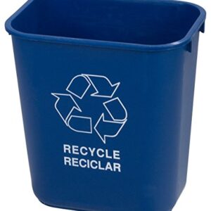 CFS 342928REC14 Plastic Recycle Deskside Wastebasket, 28 Quart, Blue