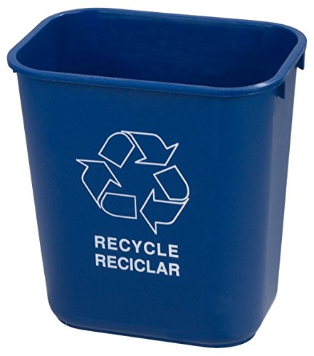 CFS 342928REC14 Plastic Recycle Deskside Wastebasket, 28 Quart, Blue