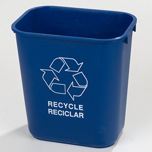 CFS 342928REC14 Plastic Recycle Deskside Wastebasket, 28 Quart, Blue