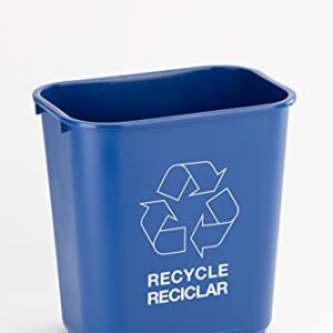 CFS 342928REC14 Plastic Recycle Deskside Wastebasket, 28 Quart, Blue