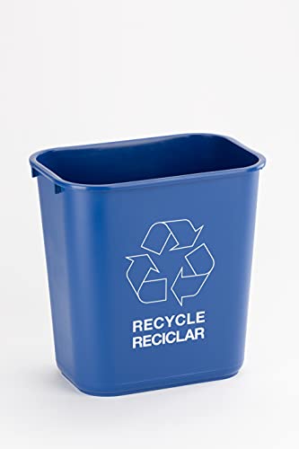 CFS 342928REC14 Plastic Recycle Deskside Wastebasket, 28 Quart, Blue