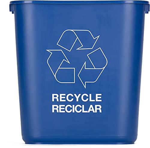 CFS 342928REC14 Plastic Recycle Deskside Wastebasket, 28 Quart, Blue