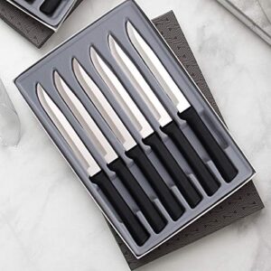 Rada Cutlery Utility Steak Knives Gift Set Stainless Steel Knife Made in the USA, Set of 6, Black Handle