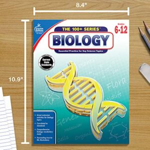 Carson Dellosa The 100 Series: Biology Workbook—Grades 6-12 Science, Matter, Atoms, Cells, Genetics, Elements, Bonds, Classroom or Homeschool Curriculum (128 pgs)