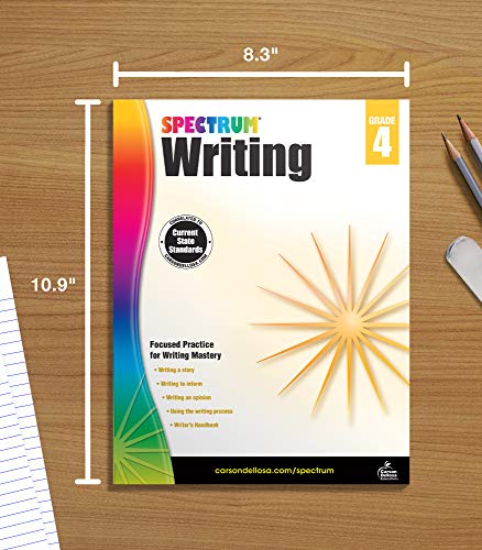 Spectrum Writing Workbook Grade 4, Informative, Opinion, Dialogue, Letter, and Story Writing Prompts, Writing Practice for Kids, Classroom or Homeschool Curriculum (Spectrum Writing)