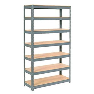 Global Industrial Boltless Extra Heavy Duty Shelving 48" W x 24" D x 96" H, 7 Shelves, Wood Deck