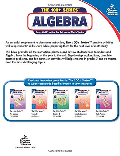 Algebra 1 Workbook, Solving and Graphing Math Equations, for Homeschool or Classroom, Grades 7 and Up (The 100+ Series™)