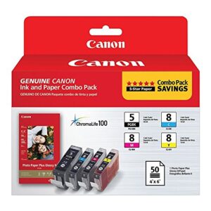 canon pgi-5/ cli-8 cmy ink with pp-201 (50 sheets) combo pack (0628b027aa)