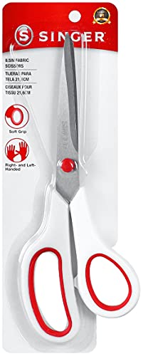 SINGER Fabric Scissors with Comfort Grip, 1-pack, Red & White