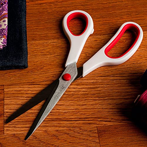 SINGER Fabric Scissors with Comfort Grip, 1-pack, Red & White