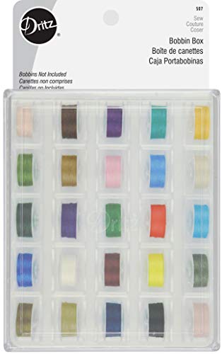 Dritz Box with Foam Insert Bobbin Set, 25, Assorted