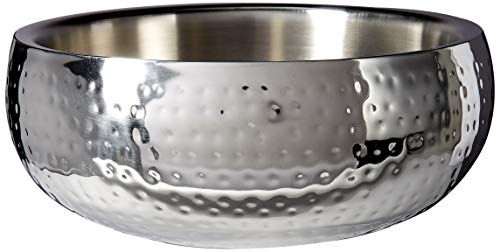 Elegance Hammered Salad Bowl – Double Wall Insulated Serving Bowl Keeps Ice Cream, Fresh Fruit and Cold Desserts Chilled – Made of Rust Resistant, Food Grade Stainless Steel (11.5” Diameter)