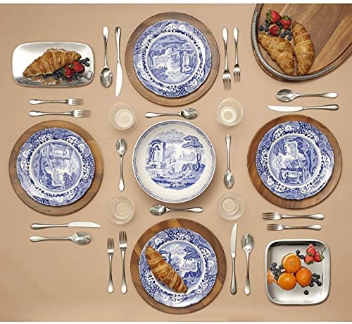 Spode Blue Italian Salad Plates Set of 4, 7.25”, Fine Earthenware, Made in England, Dishwasher Safe