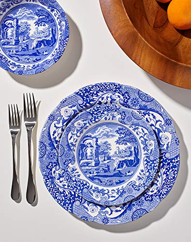 Spode Blue Italian Salad Plates Set of 4, 7.25”, Fine Earthenware, Made in England, Dishwasher Safe