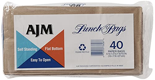 AJM Brown Paper Lunch Bags 40 Count