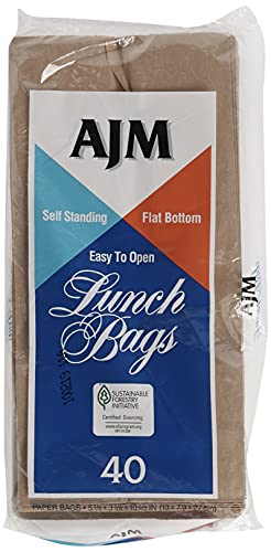 AJM Brown Paper Lunch Bags 40 Count