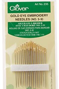 Clover Gold Eye Embroidery Needles Size 3-9 - 16 Pack