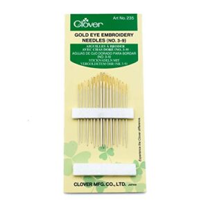 Clover Gold Eye Embroidery Needles Size 3-9 - 16 Pack