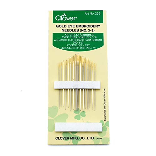 Clover Gold Eye Embroidery Needles Size 3-9 - 16 Pack