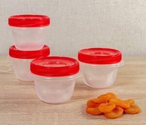 rubbermaid takealongs twist & seal food storage containers, 1.2 cup, tint chili, 4 count