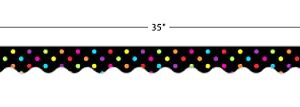 Teacher Created Resources Black/Multicolor Dots Scalloped Border Trim, Black/Multi Color Dots (4648)