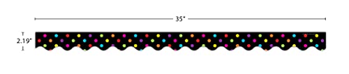 Teacher Created Resources Black/Multicolor Dots Scalloped Border Trim, Black/Multi Color Dots (4648)