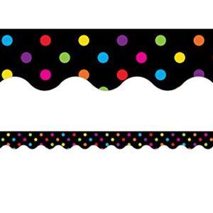 Teacher Created Resources Black/Multicolor Dots Scalloped Border Trim, Black/Multi Color Dots (4648)