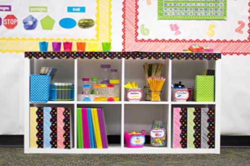 Teacher Created Resources Black/Multicolor Dots Scalloped Border Trim, Black/Multi Color Dots (4648)