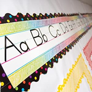 Teacher Created Resources Black/Multicolor Dots Scalloped Border Trim, Black/Multi Color Dots (4648)