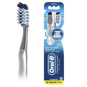 oral-b crossaction all in one toothbrushes, soft, 2 count