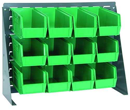 Quantum Storage Systems QBR-2721-230-12GN Ultra Bin Complete Bench Rack Package with 12 Ultra Bins, 27" x 8" x 21", Green