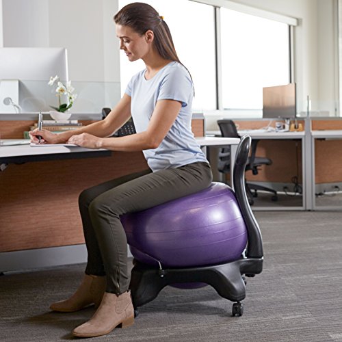 Gaiam 610-6002RTL Balance Ball Chair - Classic Yoga Ball Chair with 52cm Stability Ball, Pump & Exercise Guide for Home or Office, Black