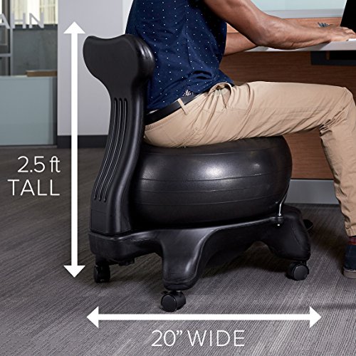 Gaiam 610-6002RTL Balance Ball Chair - Classic Yoga Ball Chair with 52cm Stability Ball, Pump & Exercise Guide for Home or Office, Black