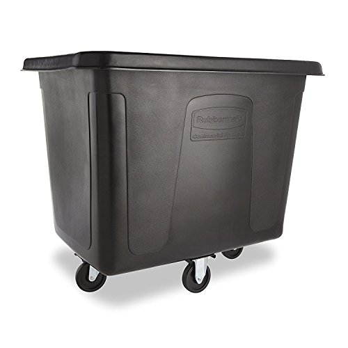 Rubbermaid Commercial MDPE 102.9-Gallon Laundry and Waste Collection Cube Truck, Rectangular, 31-Inch Width x 43-3/4-Inch Depth x 37-Inch Height, Black (FG461600BLA)