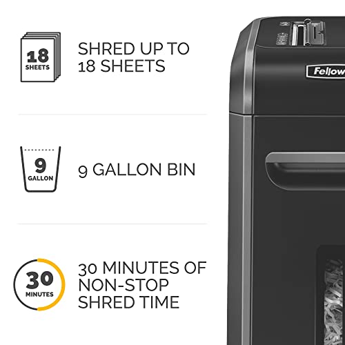 Fellowes Powershred 99Ci 18-Sheet Capacity, 100% Jam Proof Cross-Cut Paper Shredder, Black/Gray