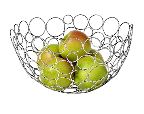 Spectrum Diversified Shapes/Circles Round Fruit Bowl, Chrome