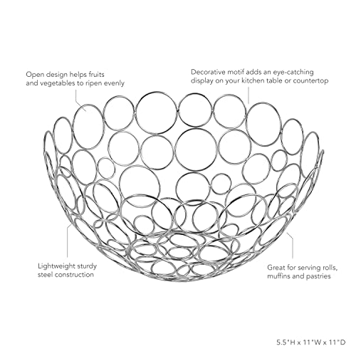 Spectrum Diversified Shapes/Circles Round Fruit Bowl, Chrome