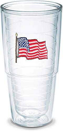 Tervis 1015656 American Flag Insulated Tumbler with Emblem, 24 oz - Tritan, Clear