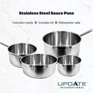 Update International SSP-2 Stainless Steel Sauce Pan with Cover, 2-Quart, silver