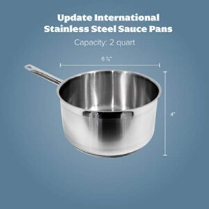 Update International SSP-2 Stainless Steel Sauce Pan with Cover, 2-Quart, silver