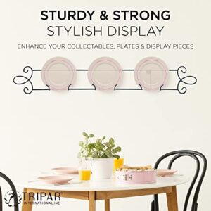 TRIPAR 3-Place Horizontal Black Plate Rack for Collectible Plates, Plaques, Dishes, & China