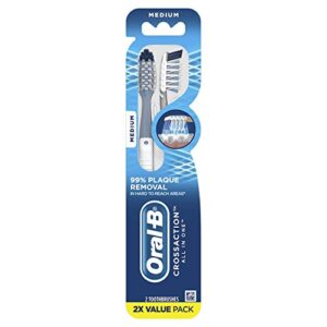 oral-b crossaction all in one toothbrushes, medium, 2 count