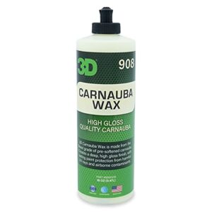 3d carnauba wax – high gloss, deep shine brazilian carnauba liquid wax – long lasting uv paint protection – easy application on cars, rvs, boats, motorcycles – non-staining detailing products 16oz.