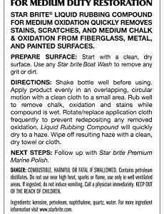 STAR BRITE Liquid Rubbing Compound For Medium Oxidation - 16 OZ (081316)