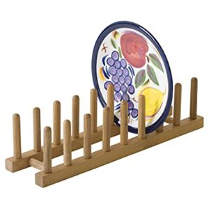 Lipper International 887 Bamboo Wood Plate Rack and Pot Lid Holder, 15-3/8" x 4-3/8" x 4"