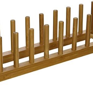 Lipper International 887 Bamboo Wood Plate Rack and Pot Lid Holder, 15-3/8" x 4-3/8" x 4"